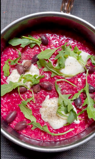 Beet Orzotto with Beet Pesto, Burrata, and Arugula – Hestan Culinary