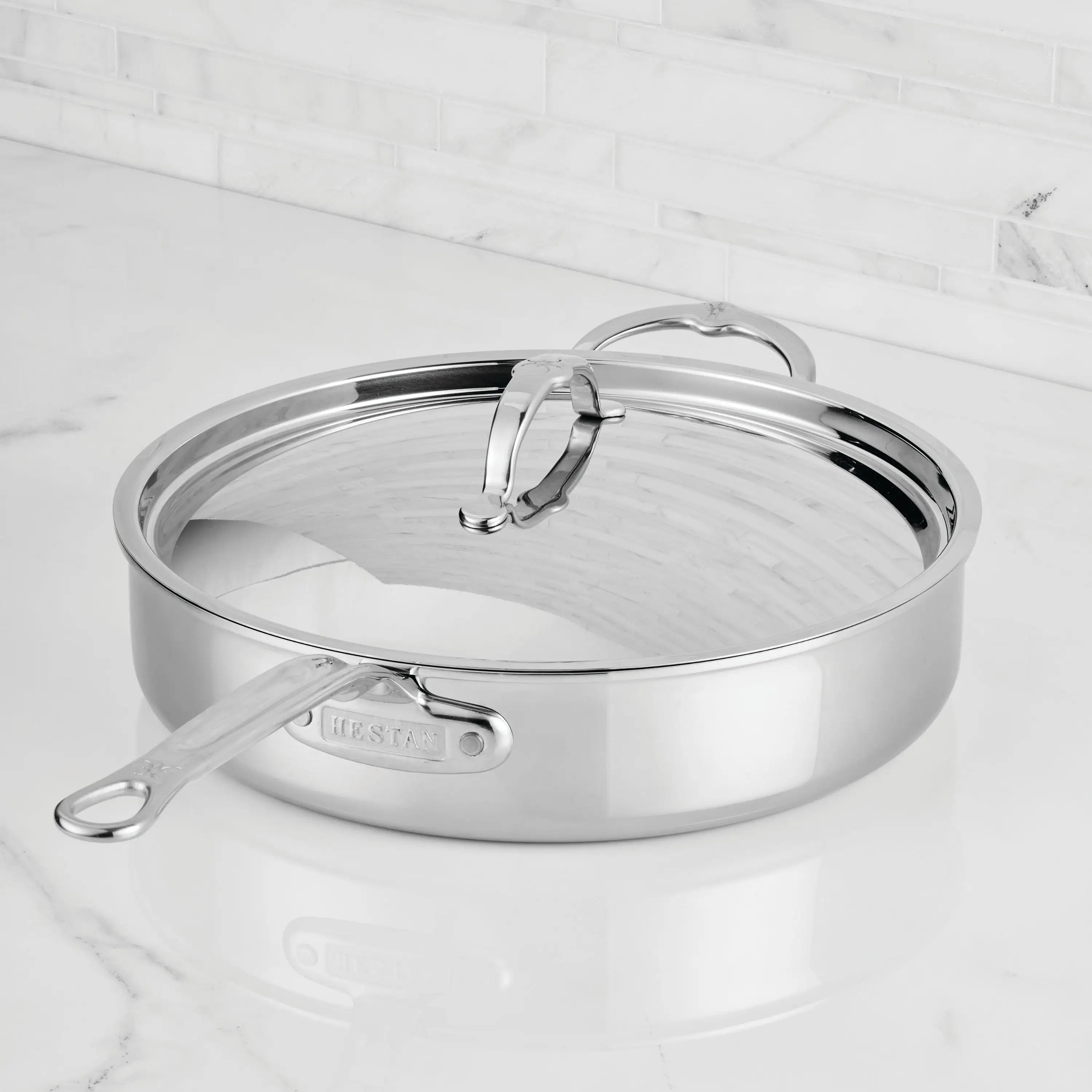 Polished Clad Stainless Steel Sauté Pans with Lid – Hestan Culinary