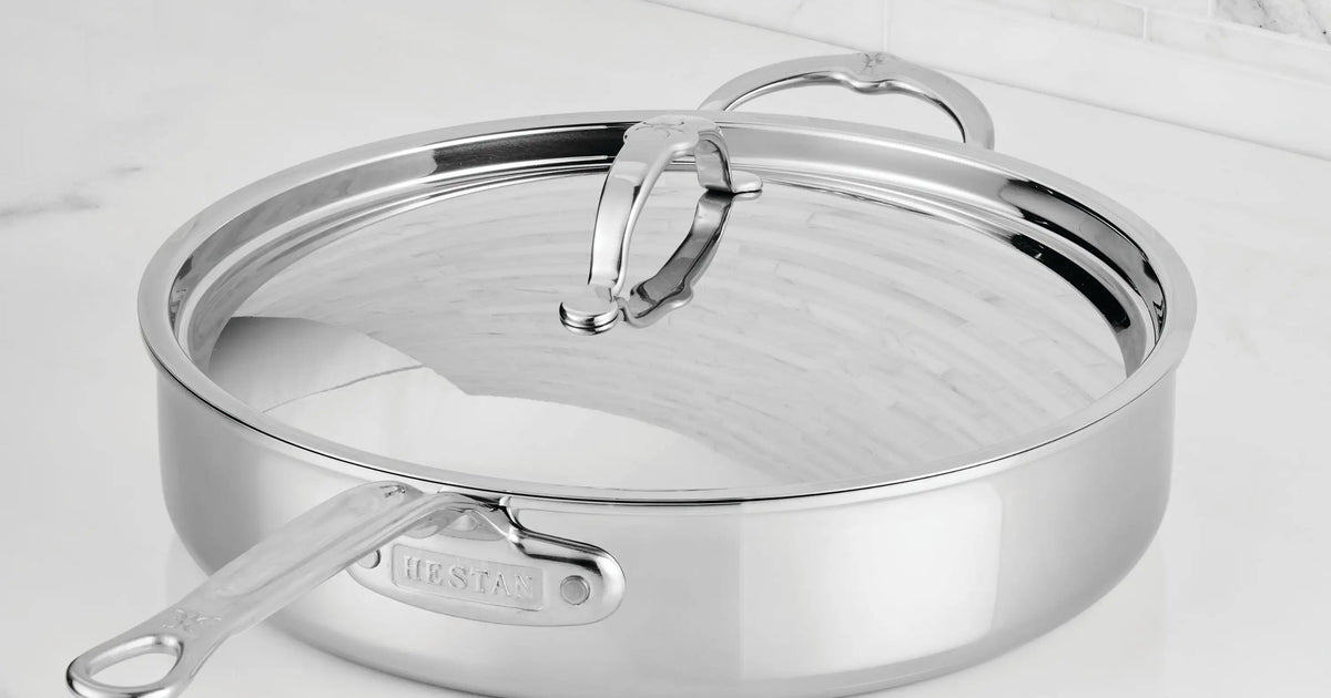 Polished Clad Stainless Steel Sauté Pans with Lid – Hestan Culinary